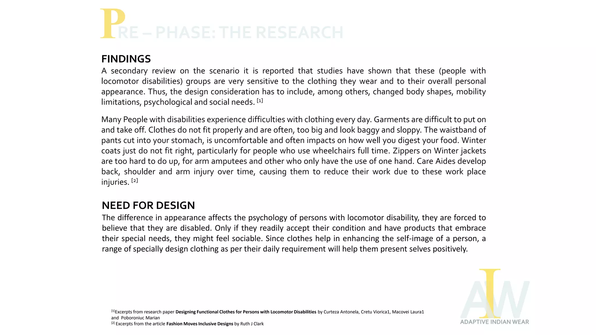 Research and Design Development: Adaptive Wear for Locomotor Disability ...