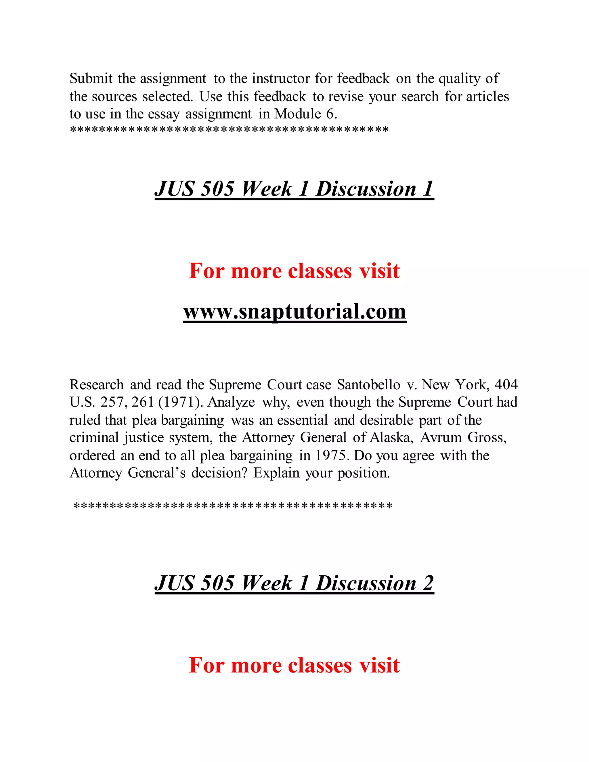 JUS 505 EXceptional Education/snaptutorial.COM