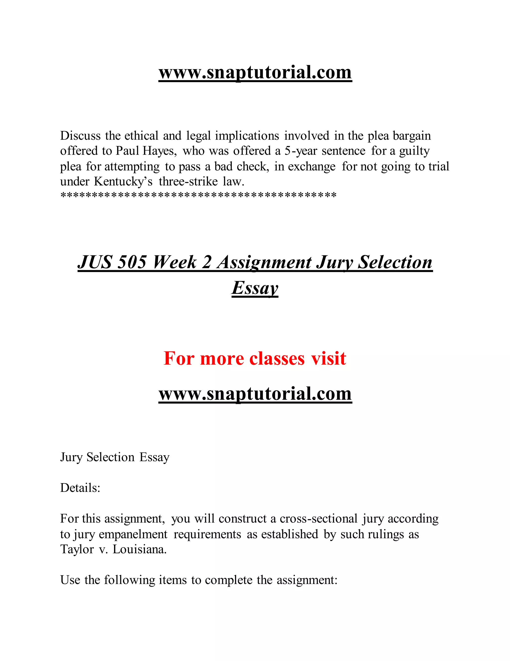 JUS 505 EXceptional Education/snaptutorial.COM