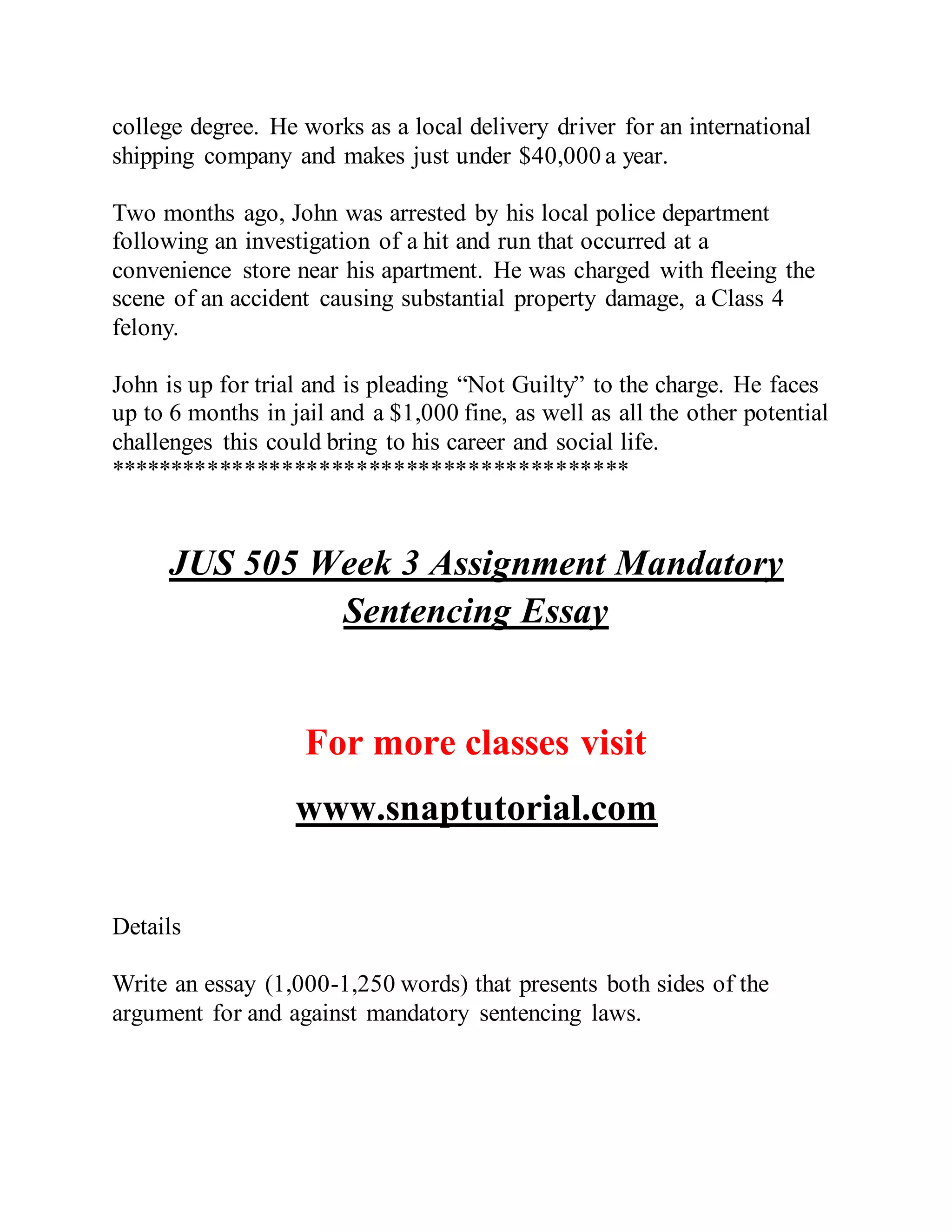 JUS 505 EXceptional Education/snaptutorial.COM