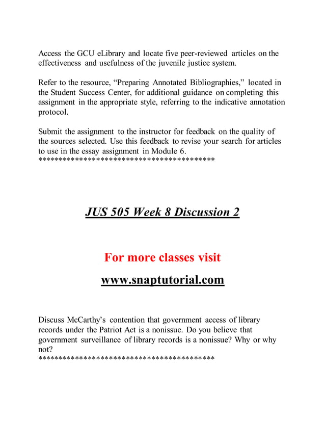 JUS 505 EXceptional Education/snaptutorial.COM