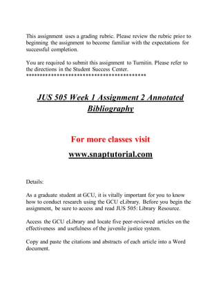 JUS 505 EXceptional Education/snaptutorial.COM