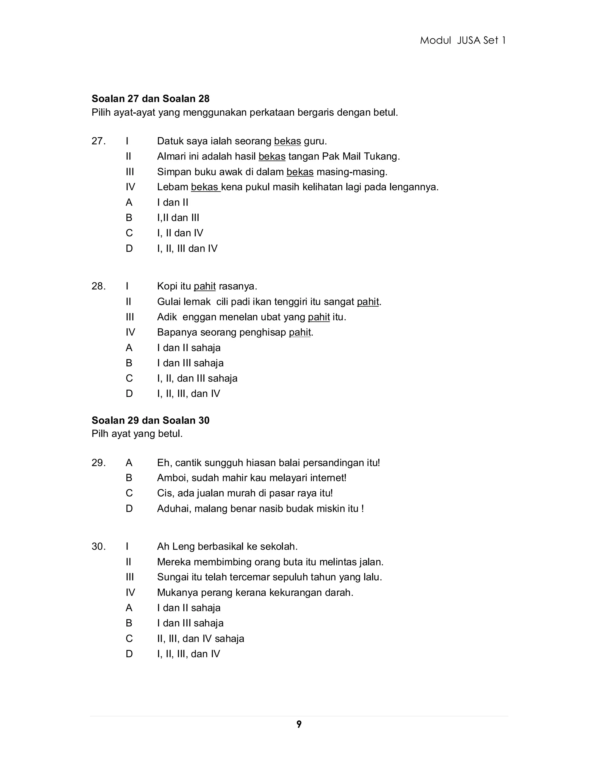 Pemahaman BM kertas 1 | PDF