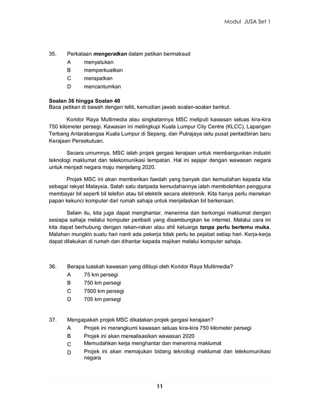 Pemahaman BM kertas 1 | PDF