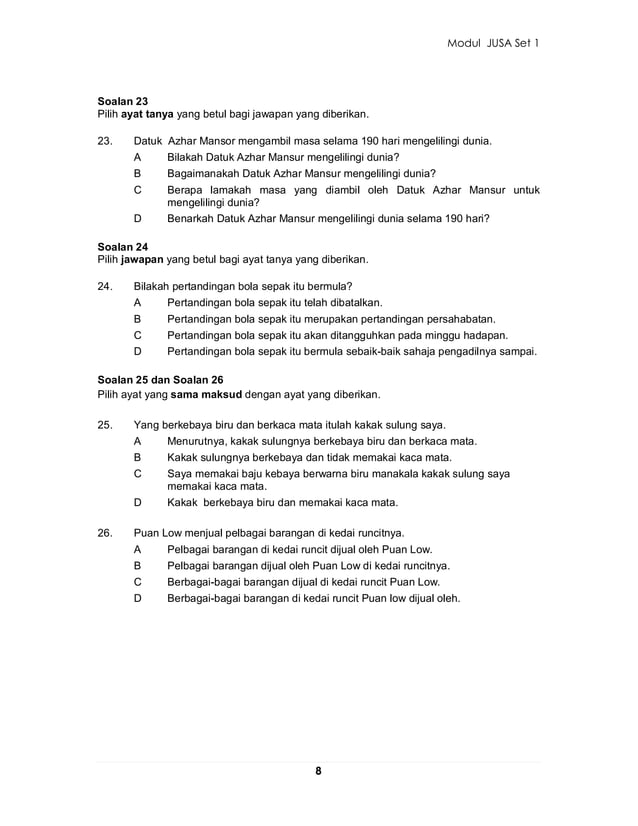 Pemahaman BM kertas 1 | PDF