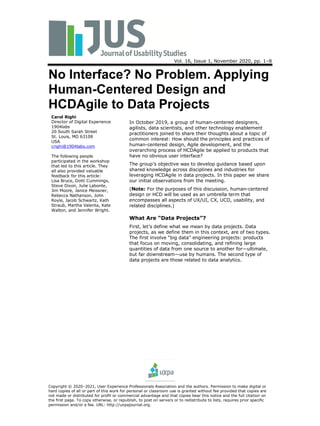 No Interface? No Problem: Applying HCD Agile to Data Projects (Righi ...