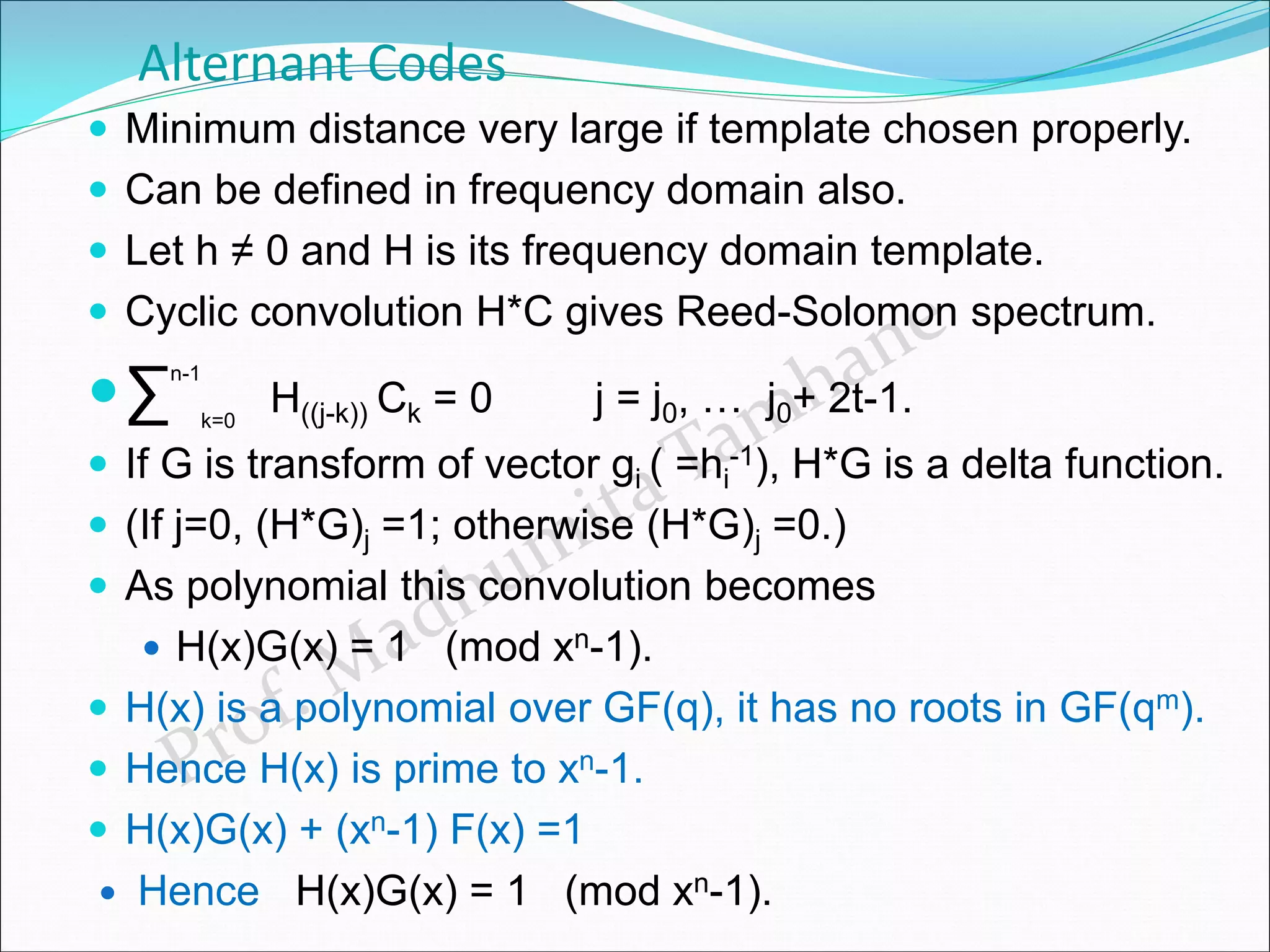 Justesen codes alternant codes goppa codes | PPT