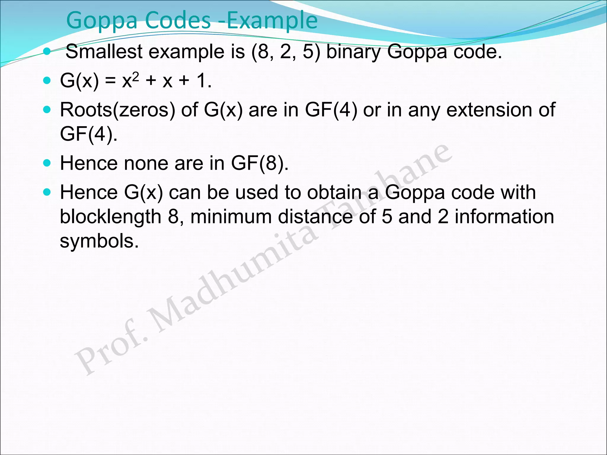 Justesen codes alternant codes goppa codes | PDF