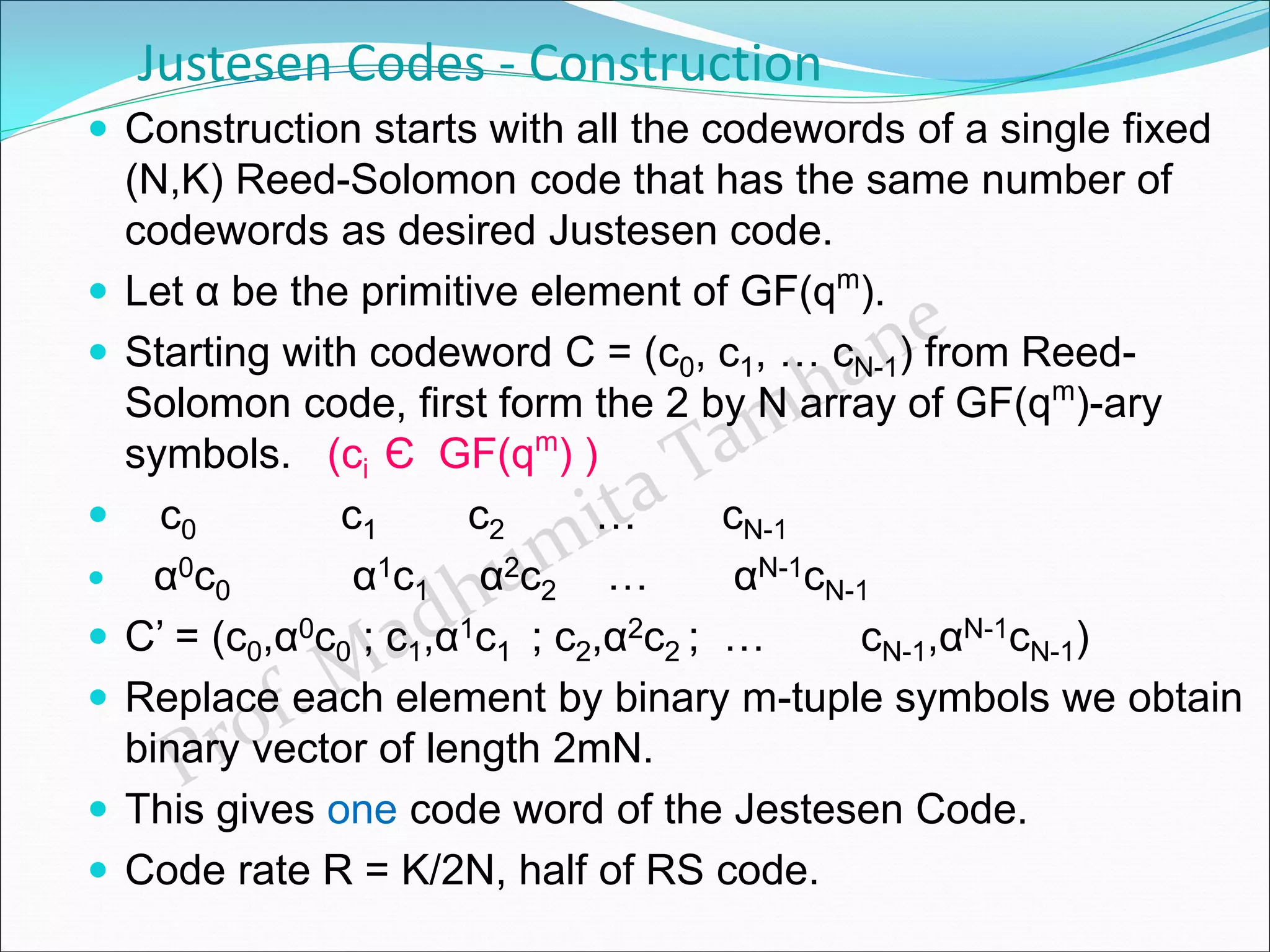 Justesen codes alternant codes goppa codes | PPT