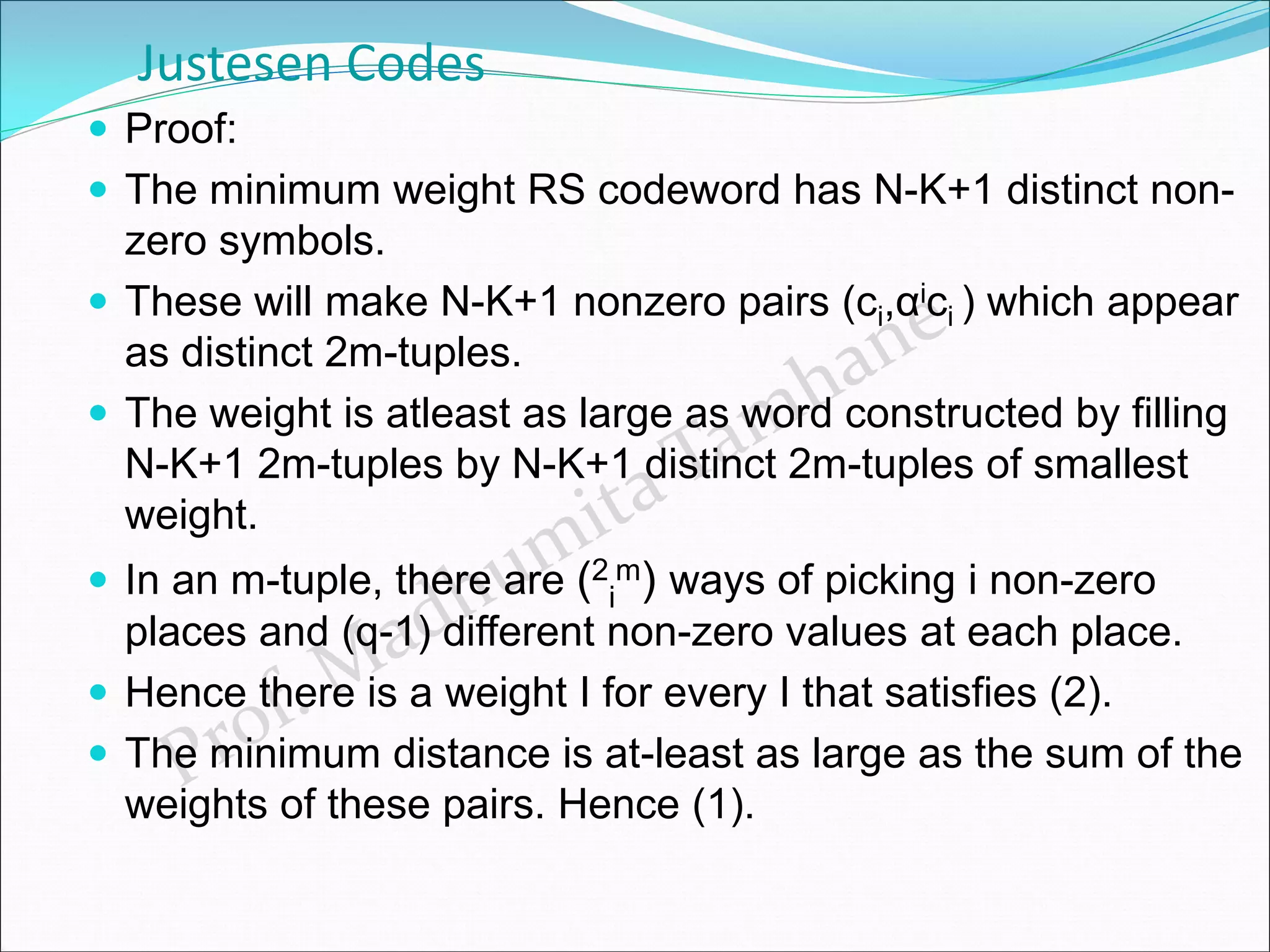 Justesen codes alternant codes goppa codes | PPT