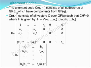 Justesen codes alternant codes goppa codes | PPT