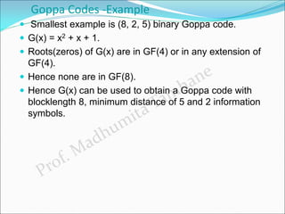 Justesen codes alternant codes goppa codes | PPT