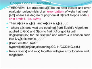 Justesen codes alternant codes goppa codes | PPT