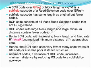 Justesen codes alternant codes goppa codes | PPT