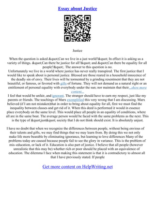 Justice Essays | PDF