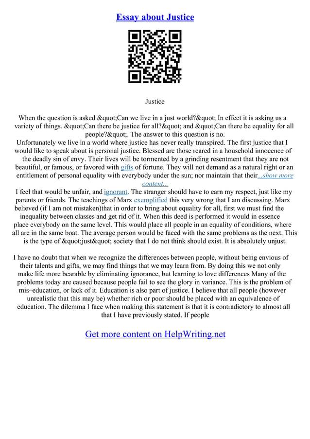 Justice Essays | PDF