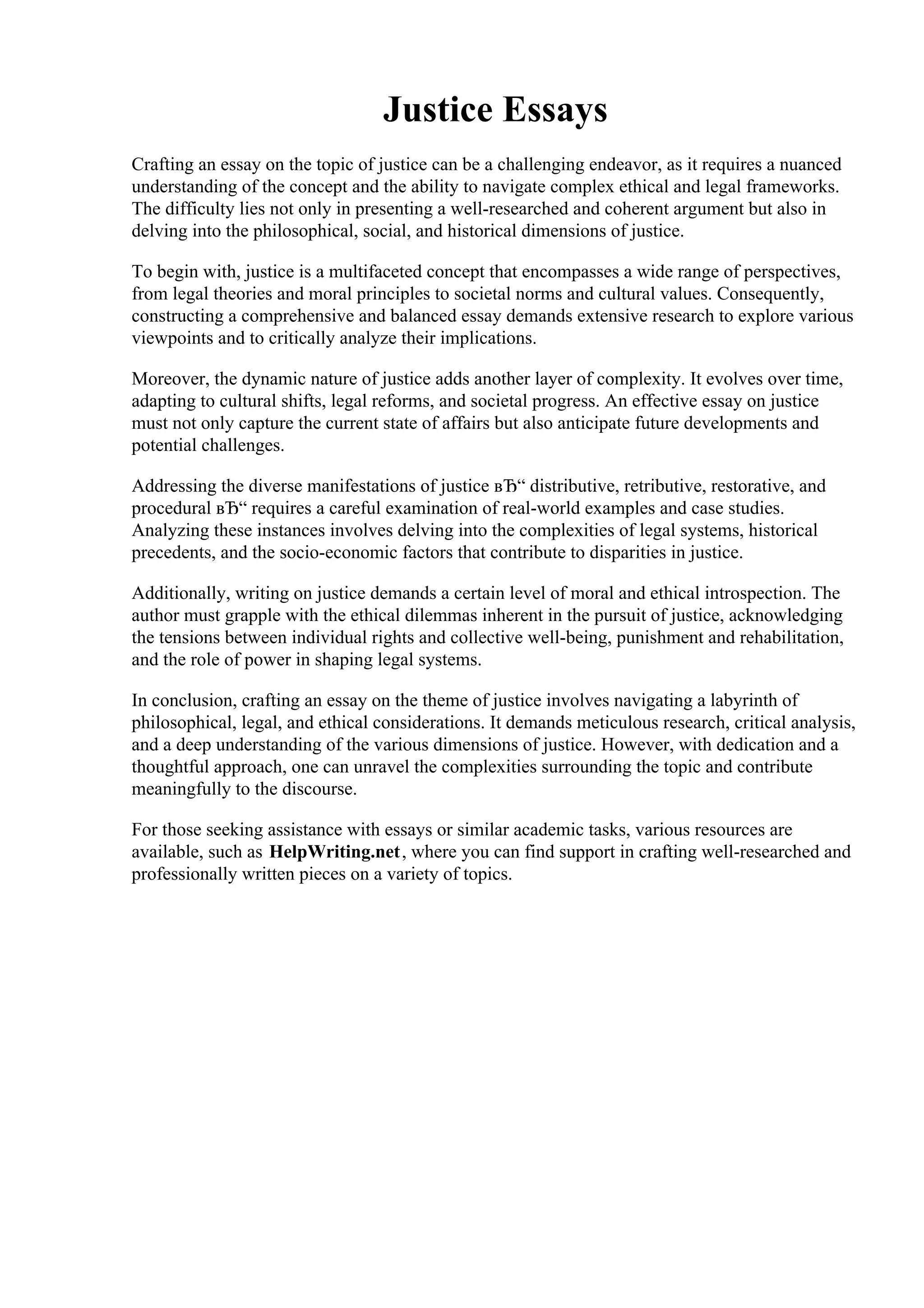 Justice Essays | PDF