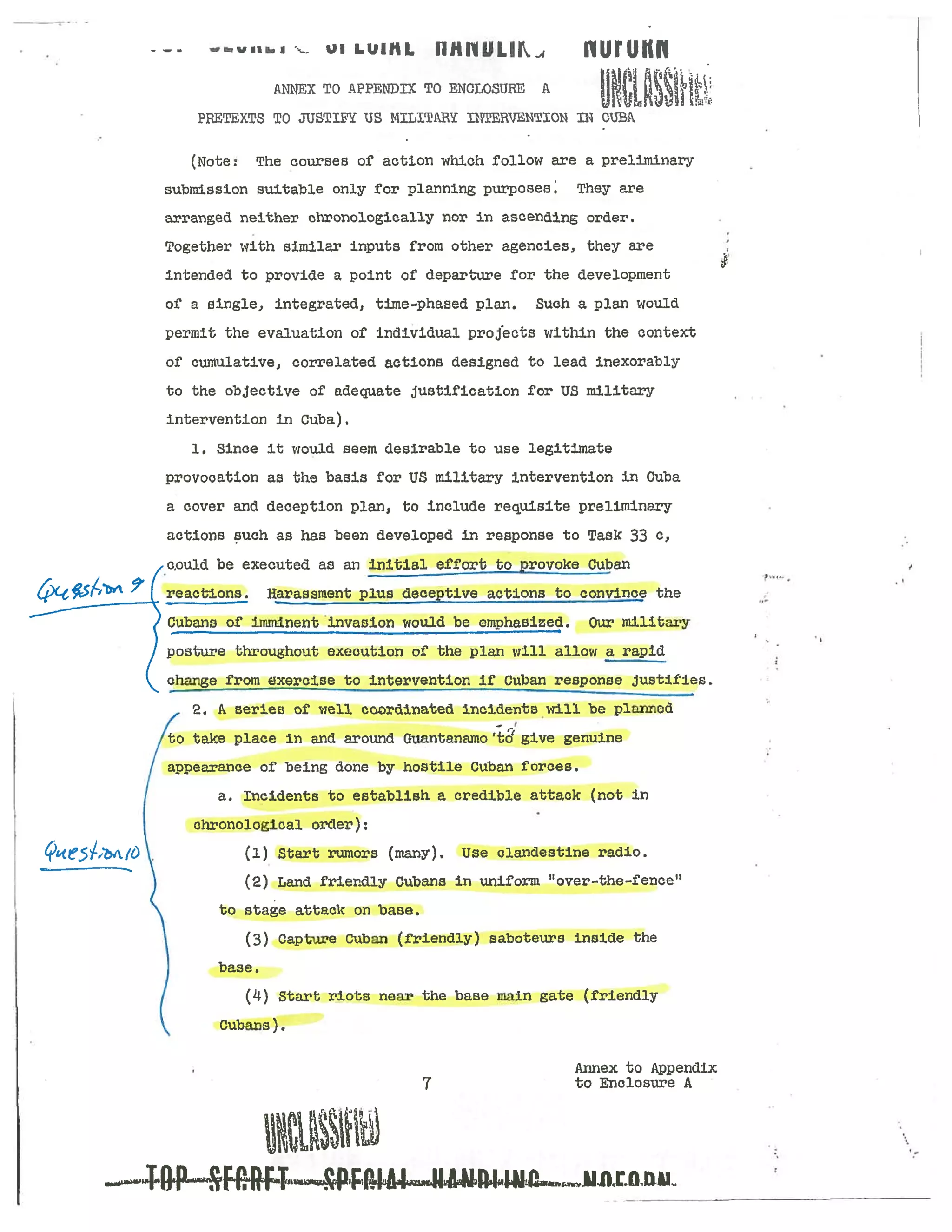 Declassified Doc; CIA Operation Northwoods and Operation Mongoose | PDF