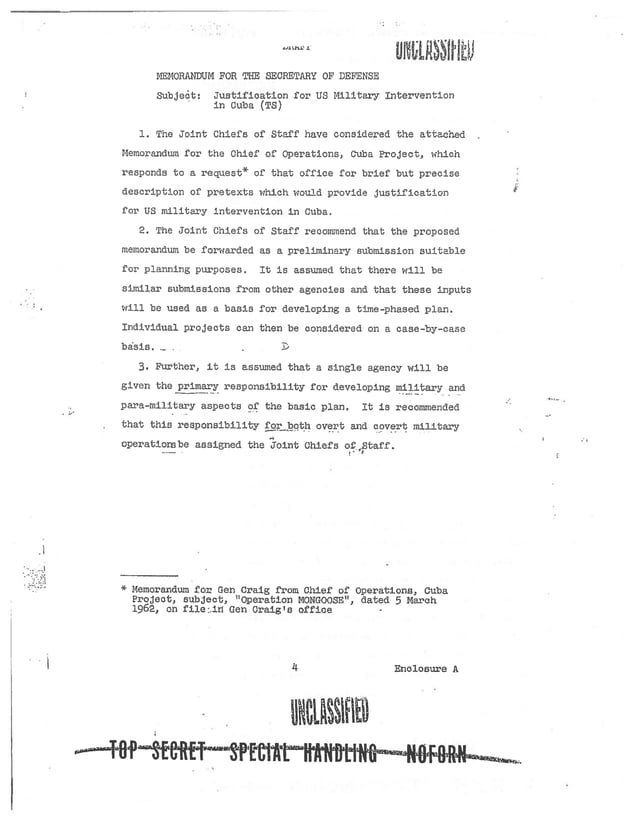 Declassified Doc; CIA Operation Northwoods and Operation Mongoose | PDF