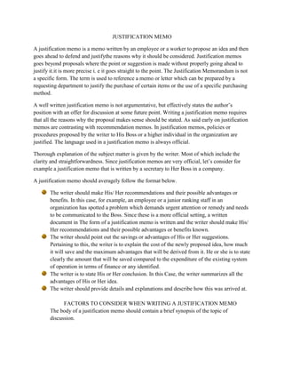 Justification memo | DOCX