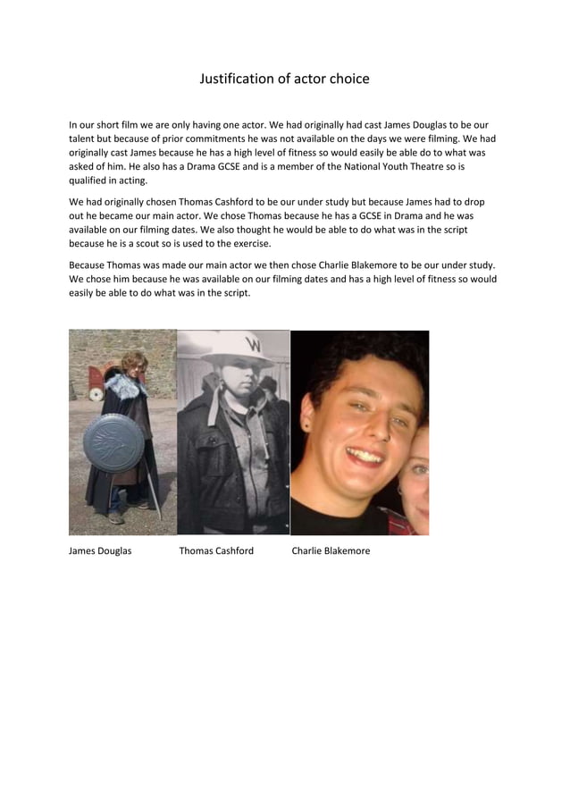 Justification of Actor Choice - The Stairway from Hell | DOCX