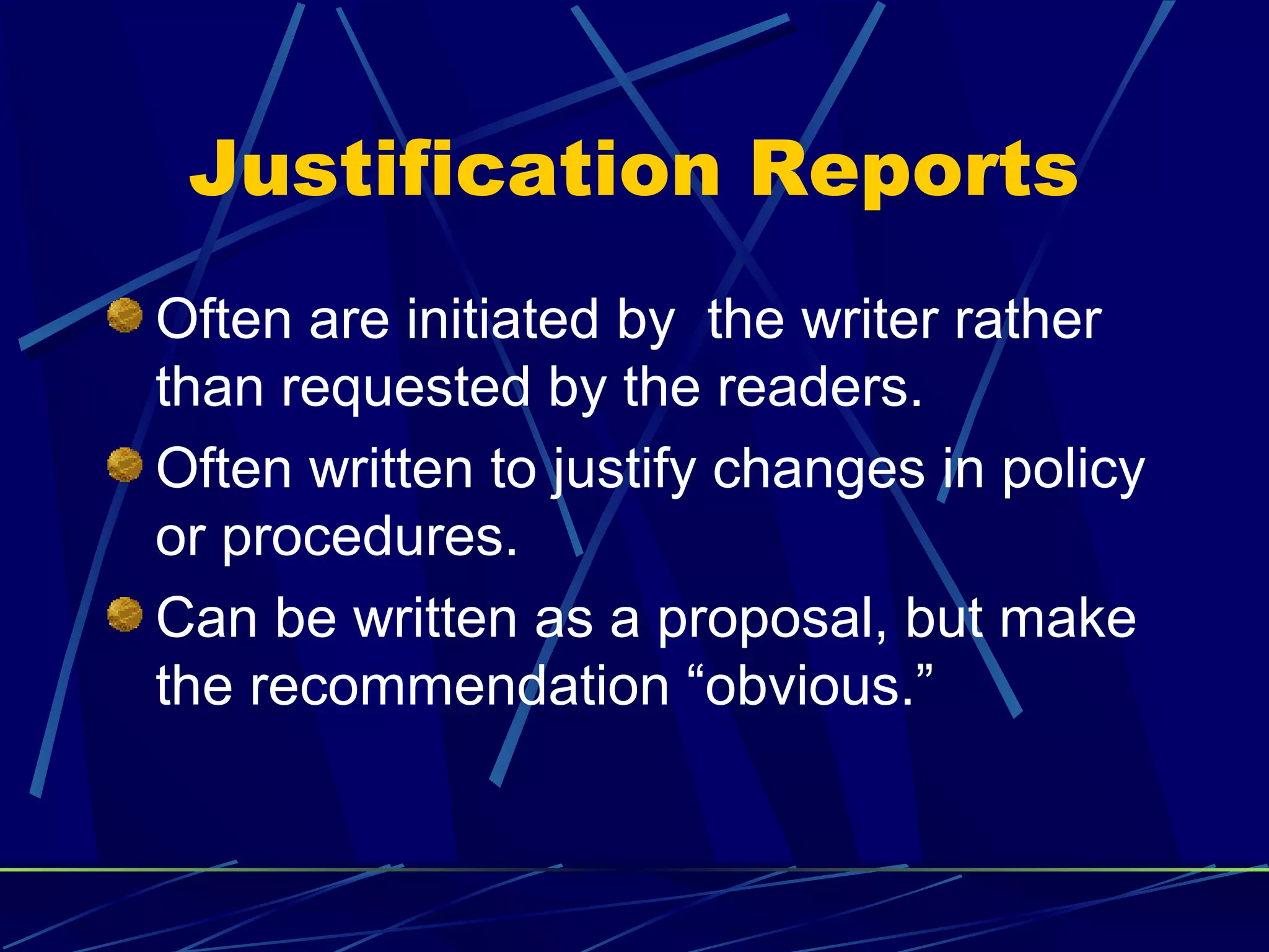 Justification report | PPT