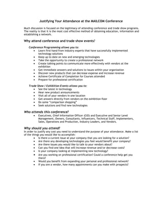Justifying Your Attendance at Any Conference | DOC