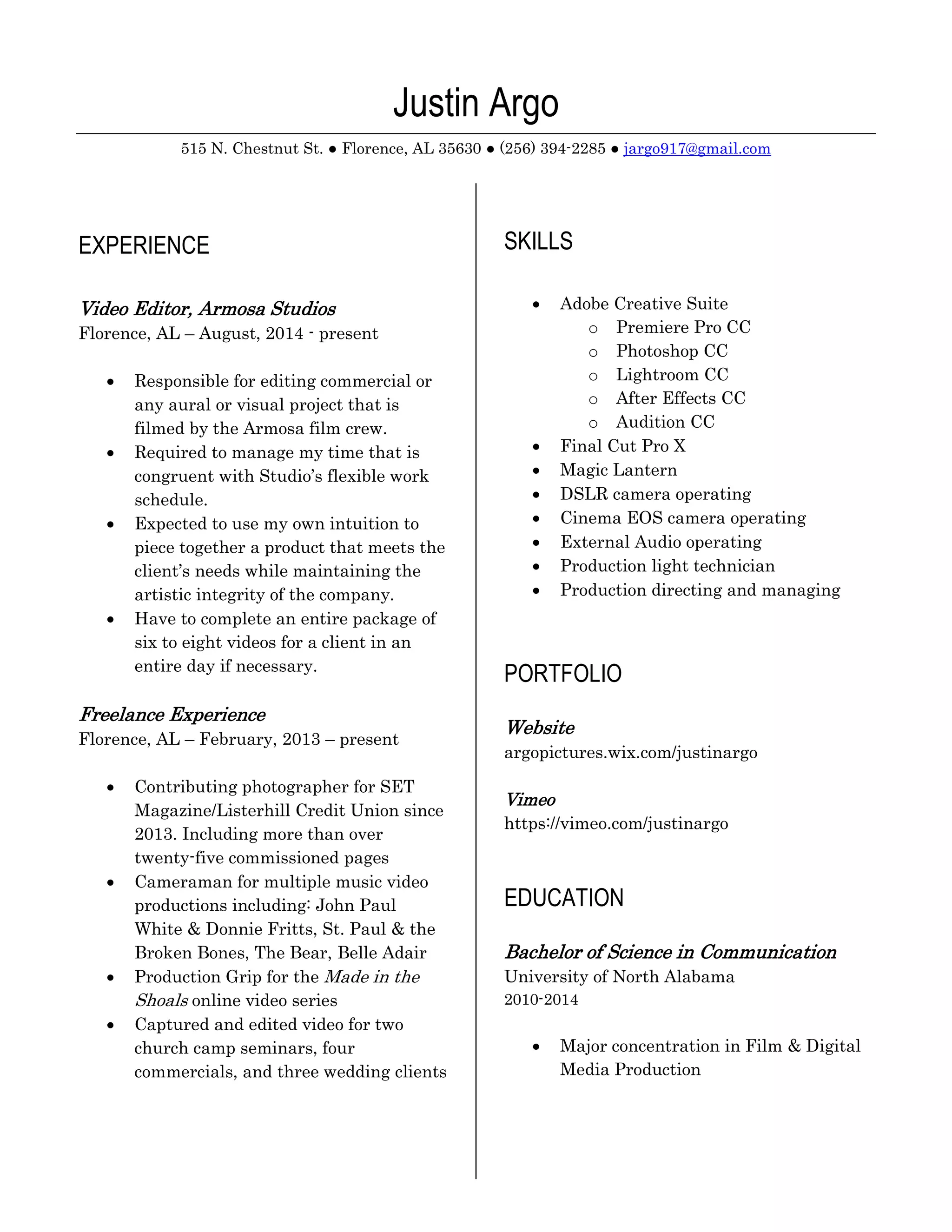 Justin argo resume | PDF