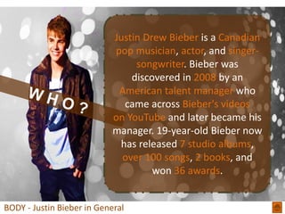 Justin Bieber in 5 Minutes (Course: Presentation Skills) by Annisa ...