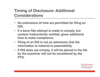 Overview on Information Disclosure Statement Practice by Justin Cassell ...
