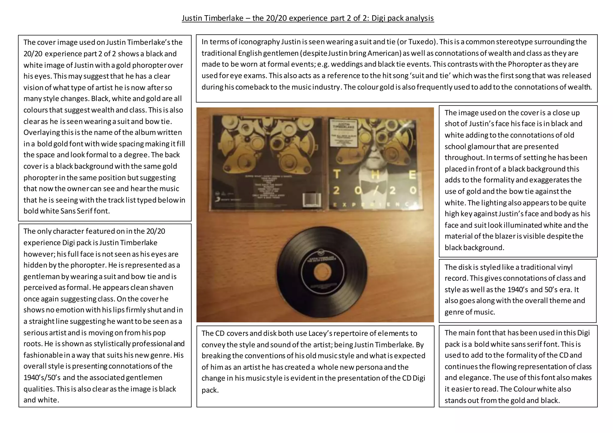 Justin timberlake digi pack analysis | PPT