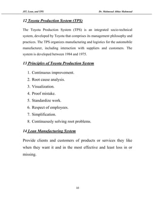 Just in time (jit), lean, and toyota production system (tps) | PDF