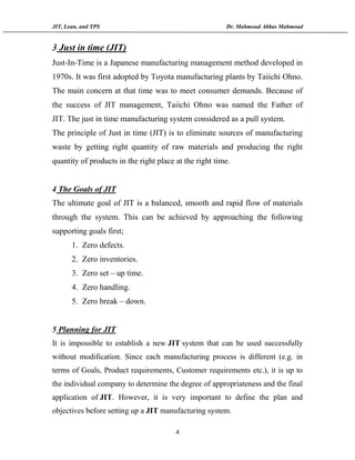 Just in time (jit), lean, and toyota production system (tps) | PDF