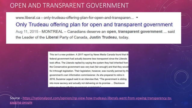 Analysis| Justin Trudeau| Accountability and Transparency | PPT