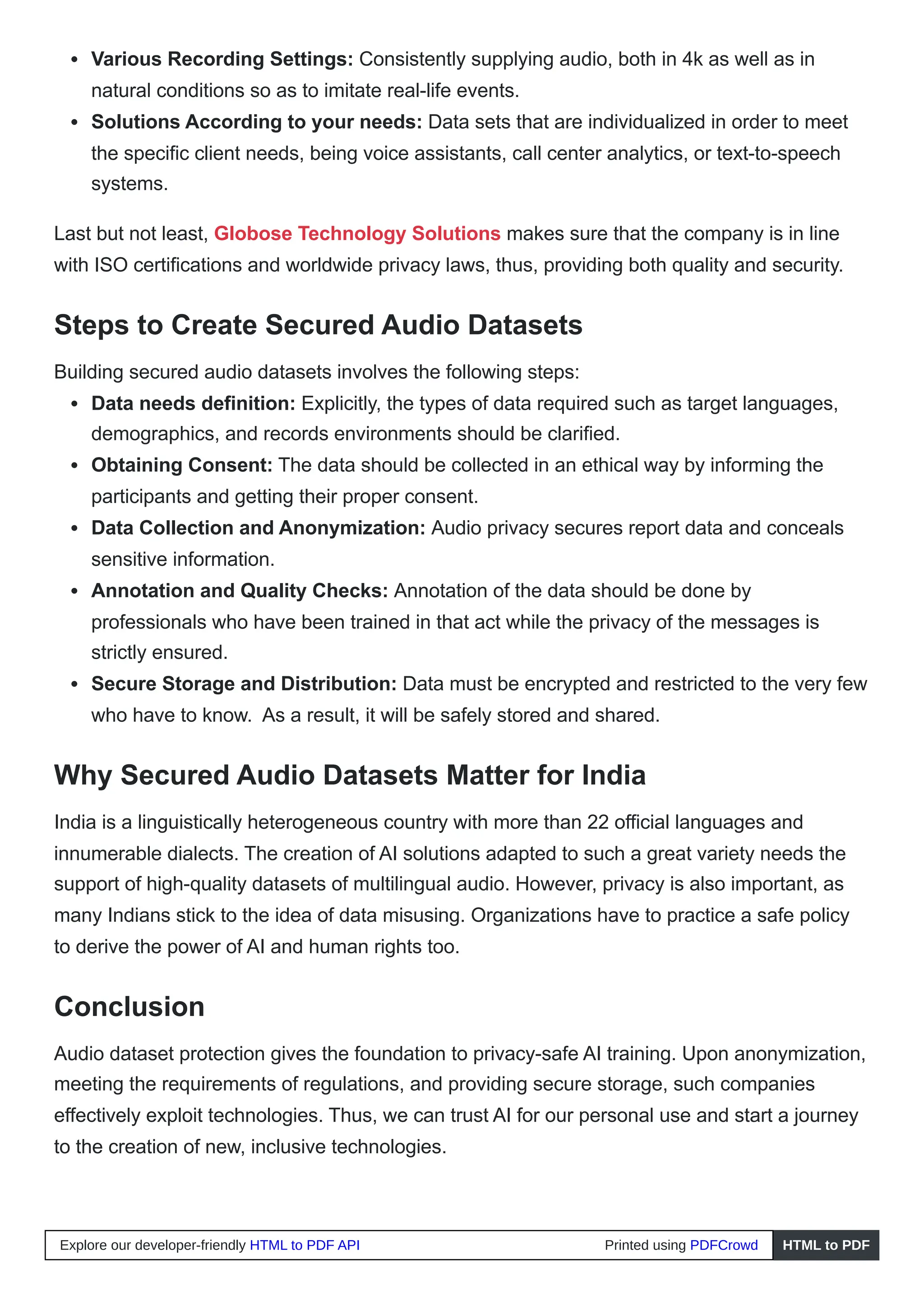 Building Trust: Secured Audio Datasets for Privacy-Safe AI Training | PDF