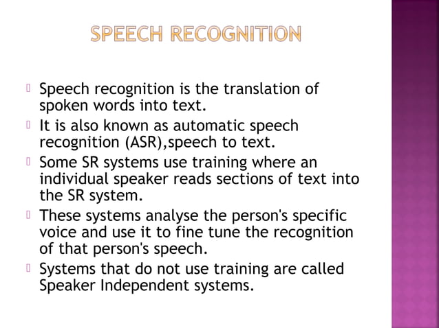 Speech Recognition | PPT