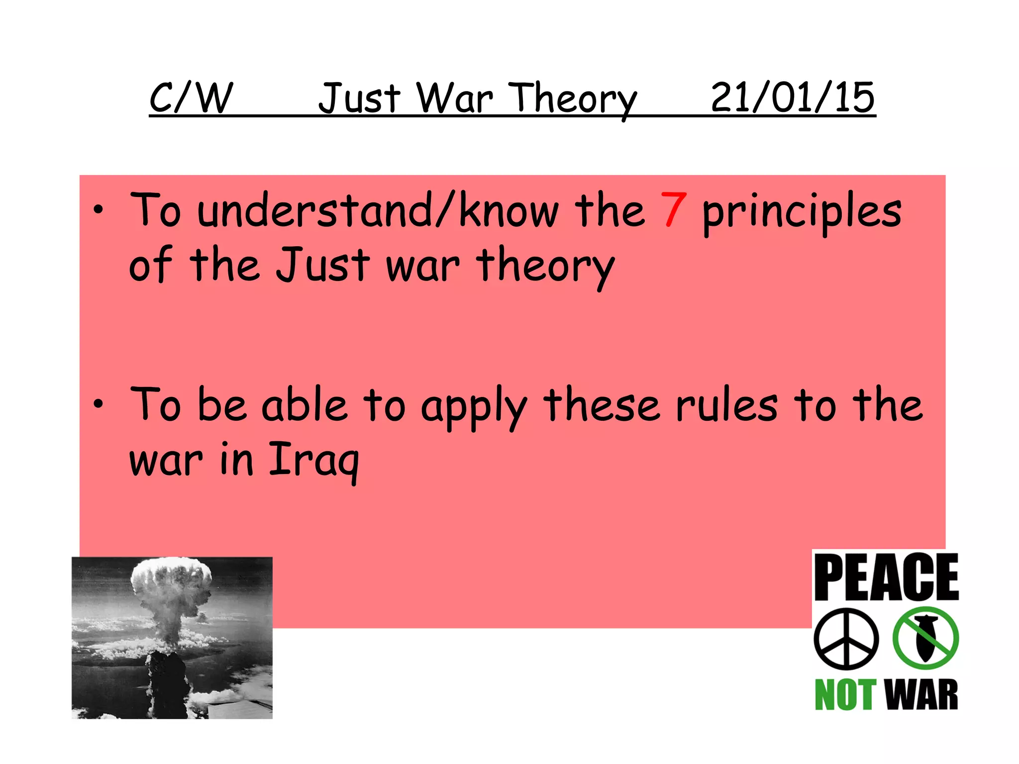 Just war theory | PPT | Death, Injury, or Military Conflict | Sensitive ...