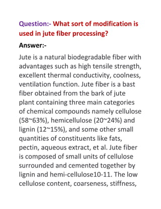 Jute fibre and advance information | PDF