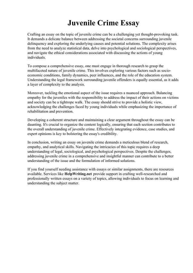 Juvenile Crime Essay | PDF