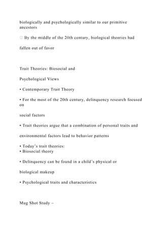 JUVENILE DELINQUENCYTHE CORE 5EChapter 3 Individual.docx