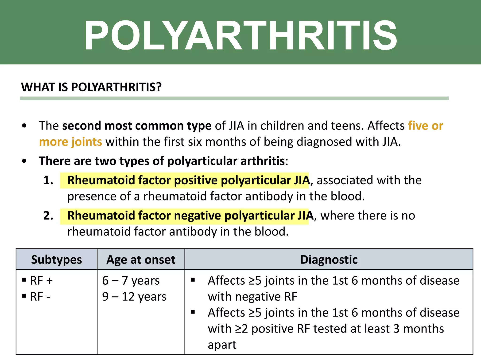 Juvenile idiopathic arthritis (JIA) | PPTX