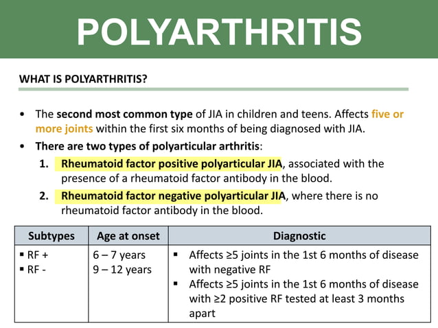 Juvenile idiopathic arthritis (JIA) | PPTX | Bone and Joint Conditions ...