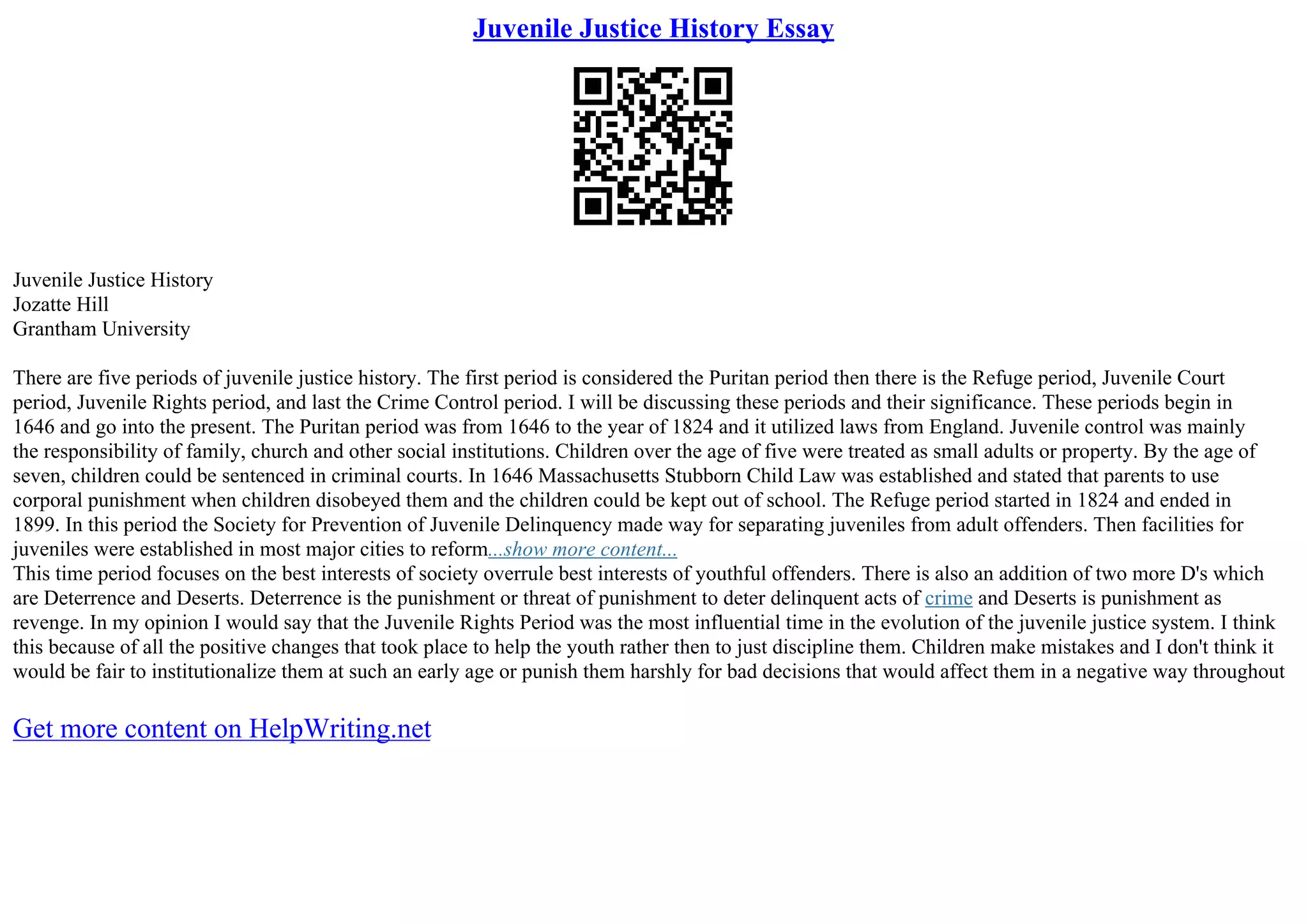 Juvenile Justice | PDF