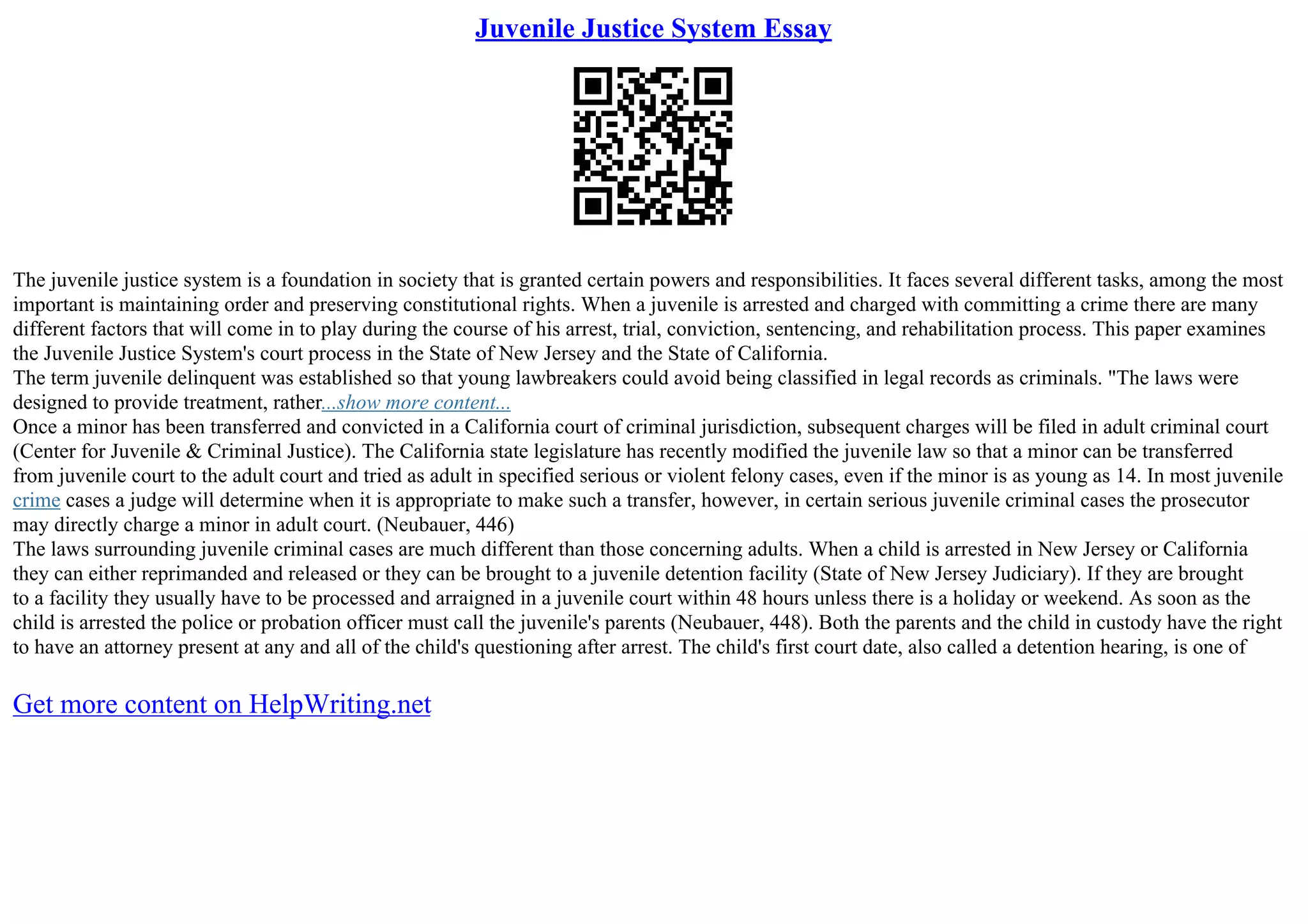 Juvenile Justice | PDF