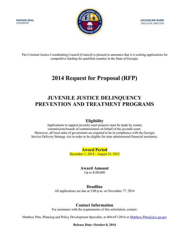 Juvenile justice delinquency prevention and treatment programs rfp (3 ...