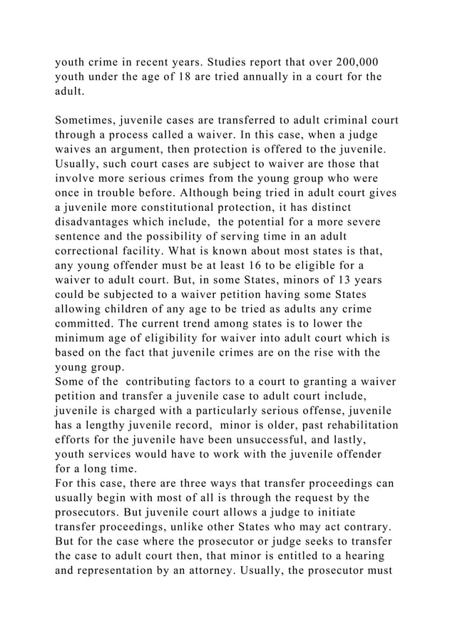 Juveniles Tried as Adults .docx