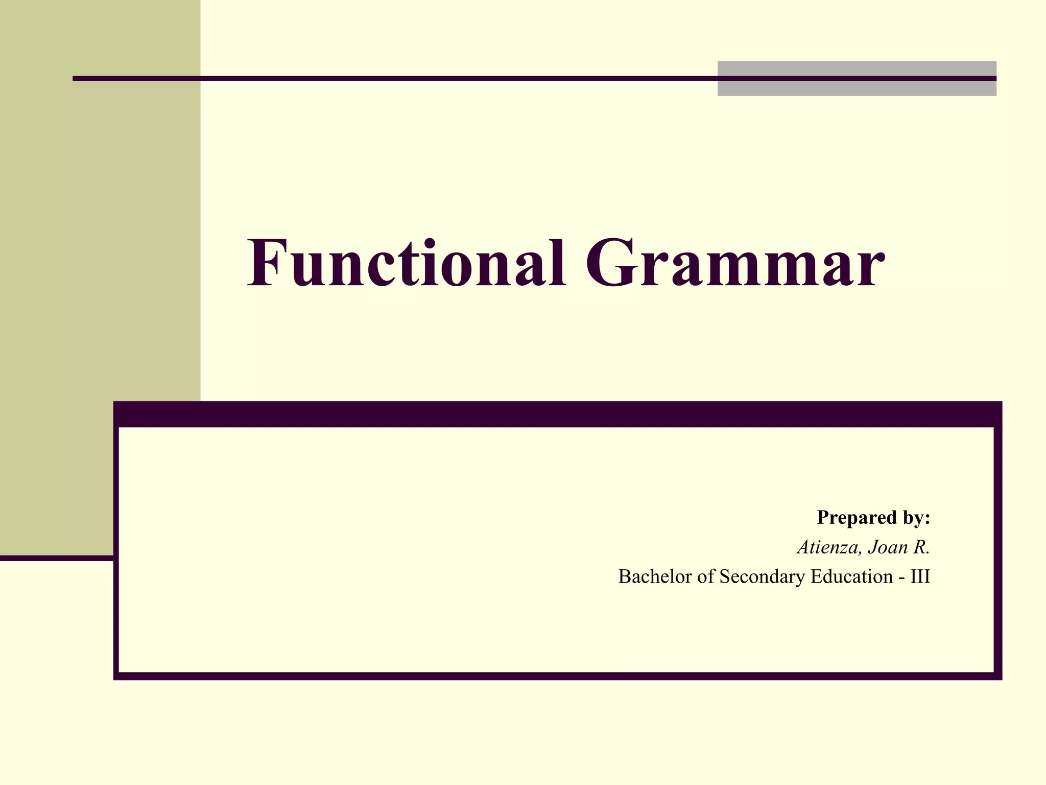 Functional Grammar | PPT