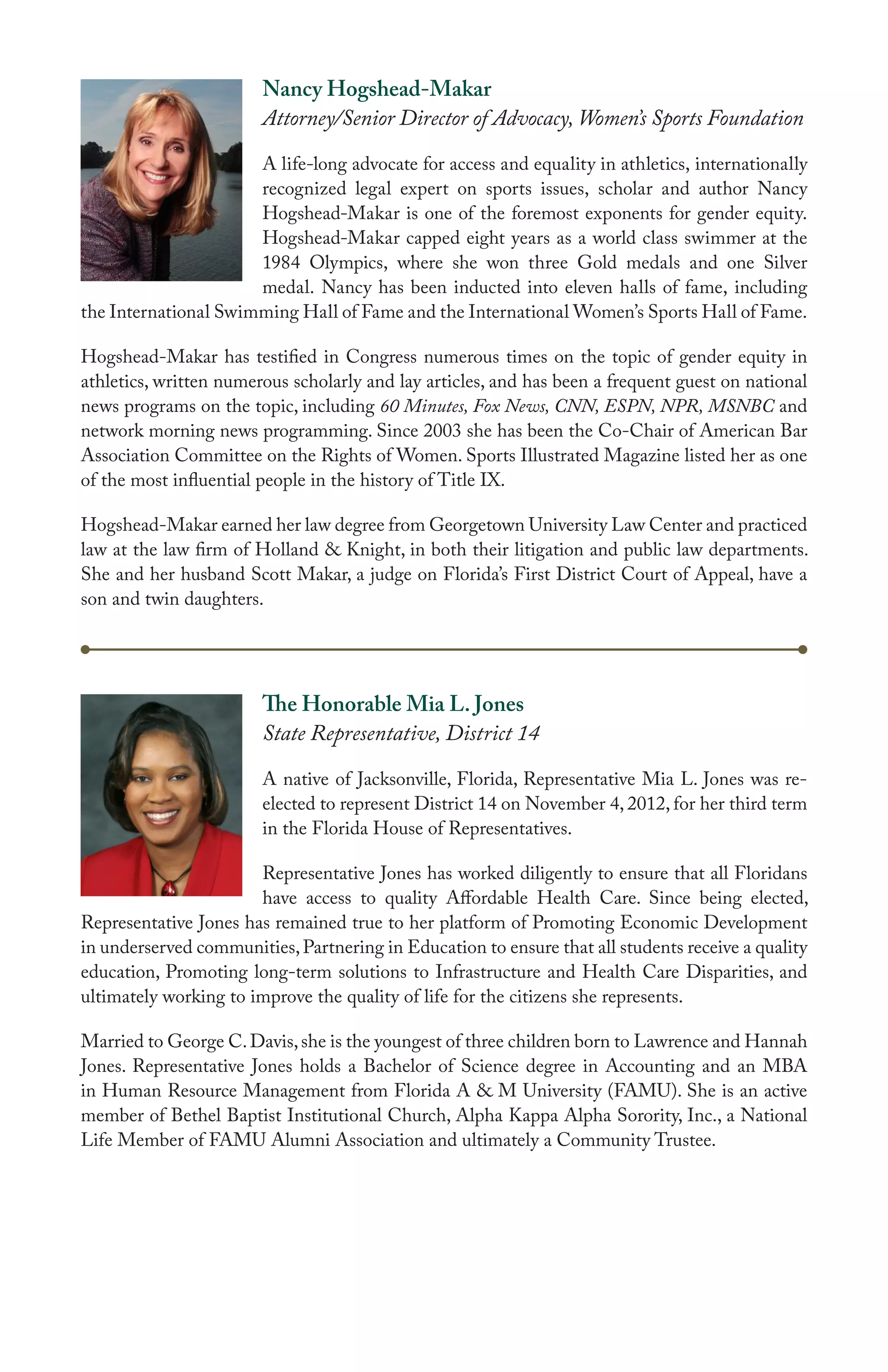 Ju Women In Leadership Program andn Speaker Bios | PDF