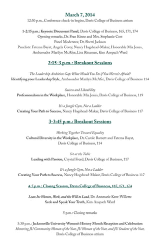 Ju Women In Leadership Program andn Speaker Bios | PDF