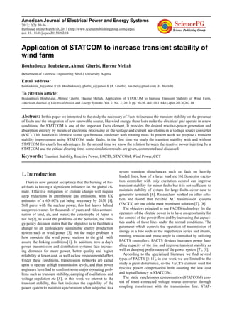 Application of statcom to increase transient stability of wind farm | PDF | Computer Networking ...